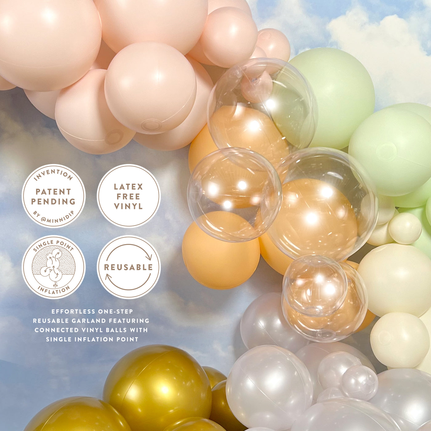 SHIPS NOW • Balloon Garland: 10-Cluster Strand in Off-White Satin Pear