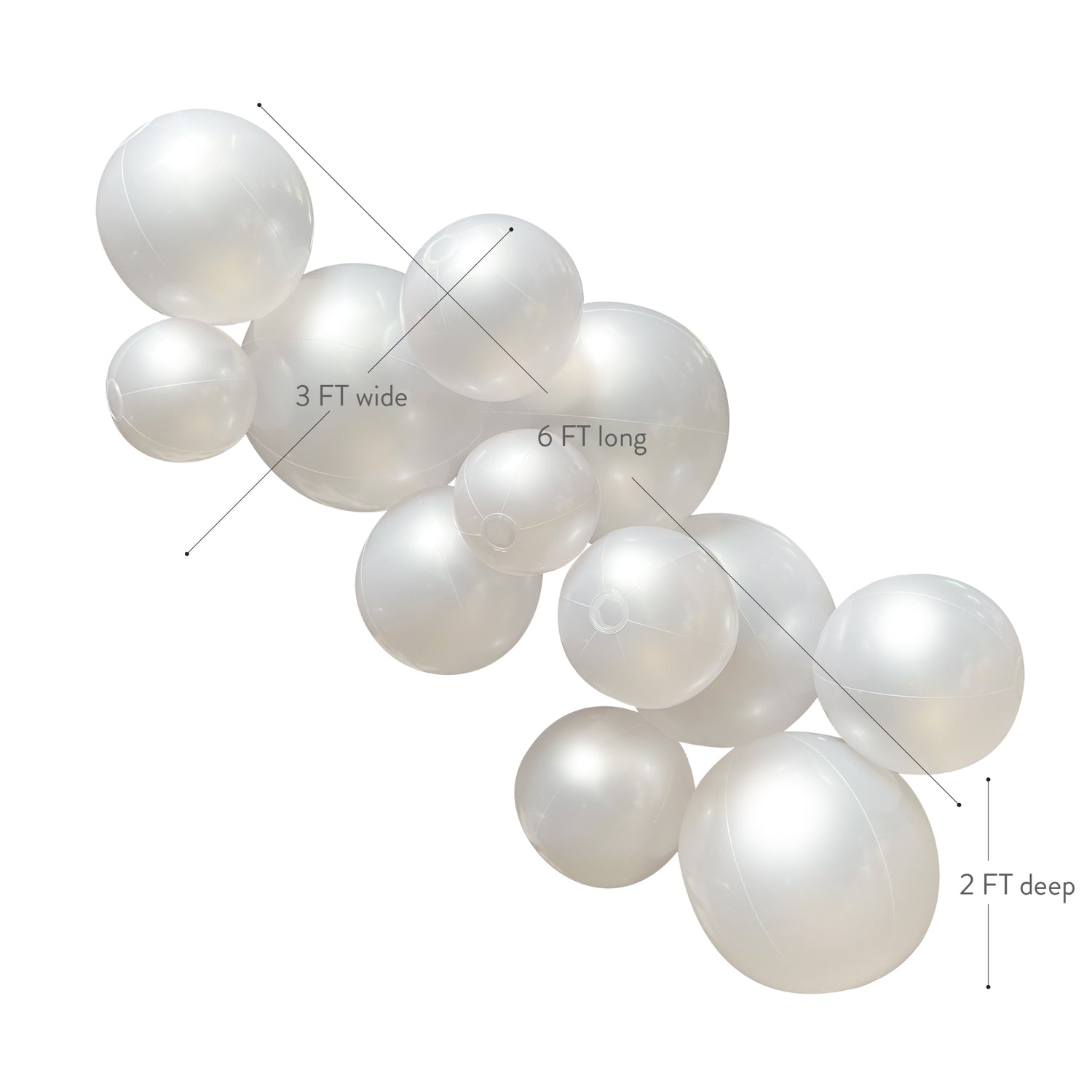Balloon Garland: 12-Cluster in White Pearl • FINAL SALE