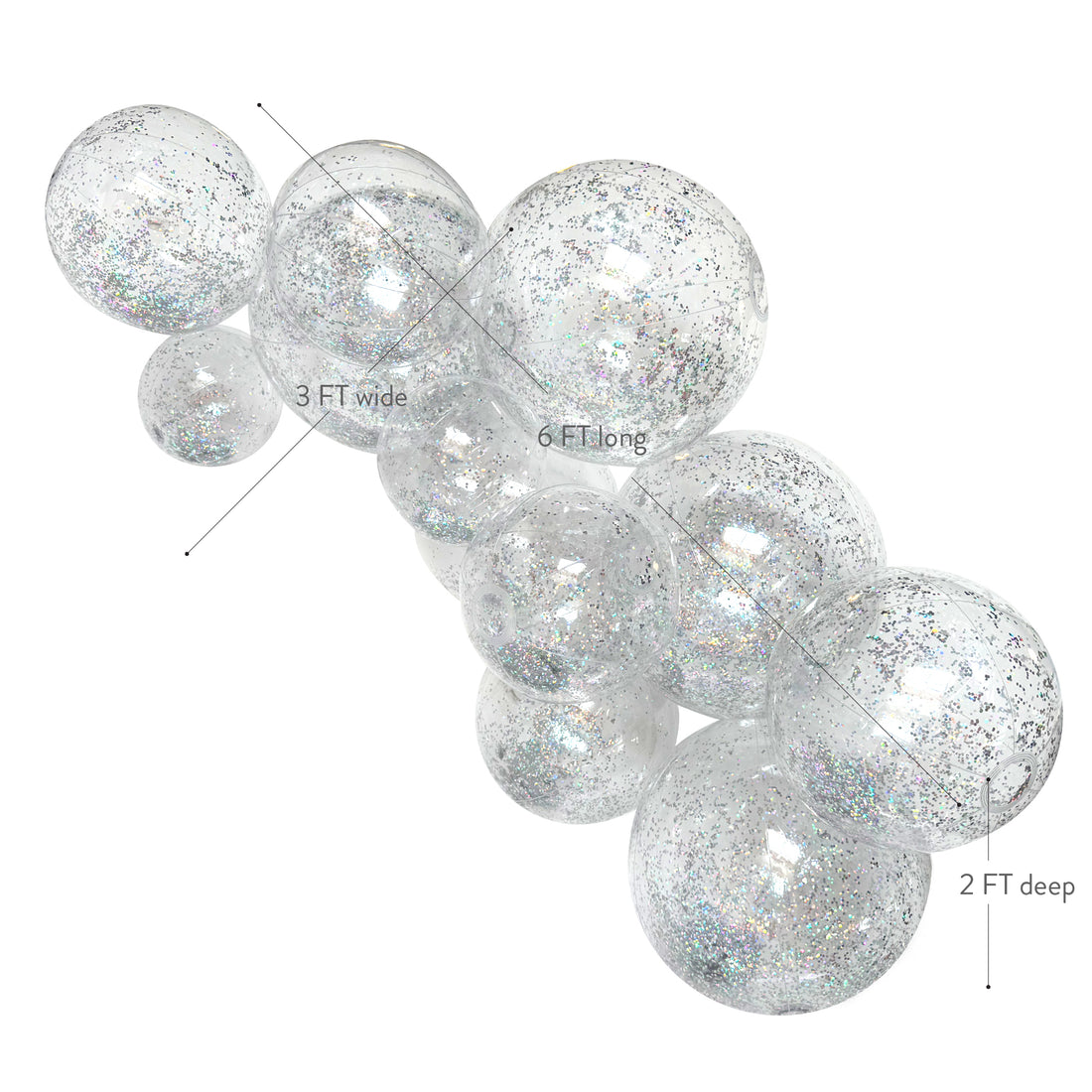 SHIPS NOW • Balloon Garland: 12-Cluster with Glitter in Clear (Transpa