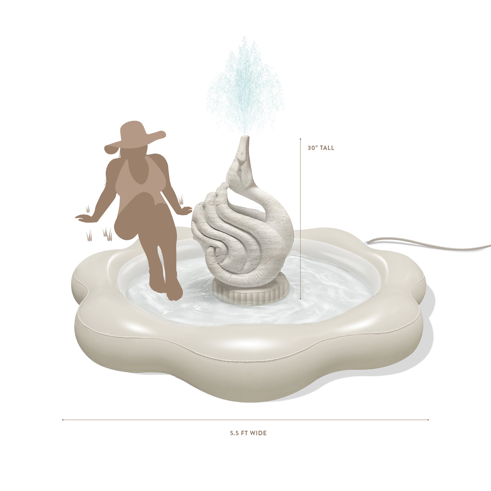 the COASTAL TRAVERTINE Swan Fountain Sprinkler